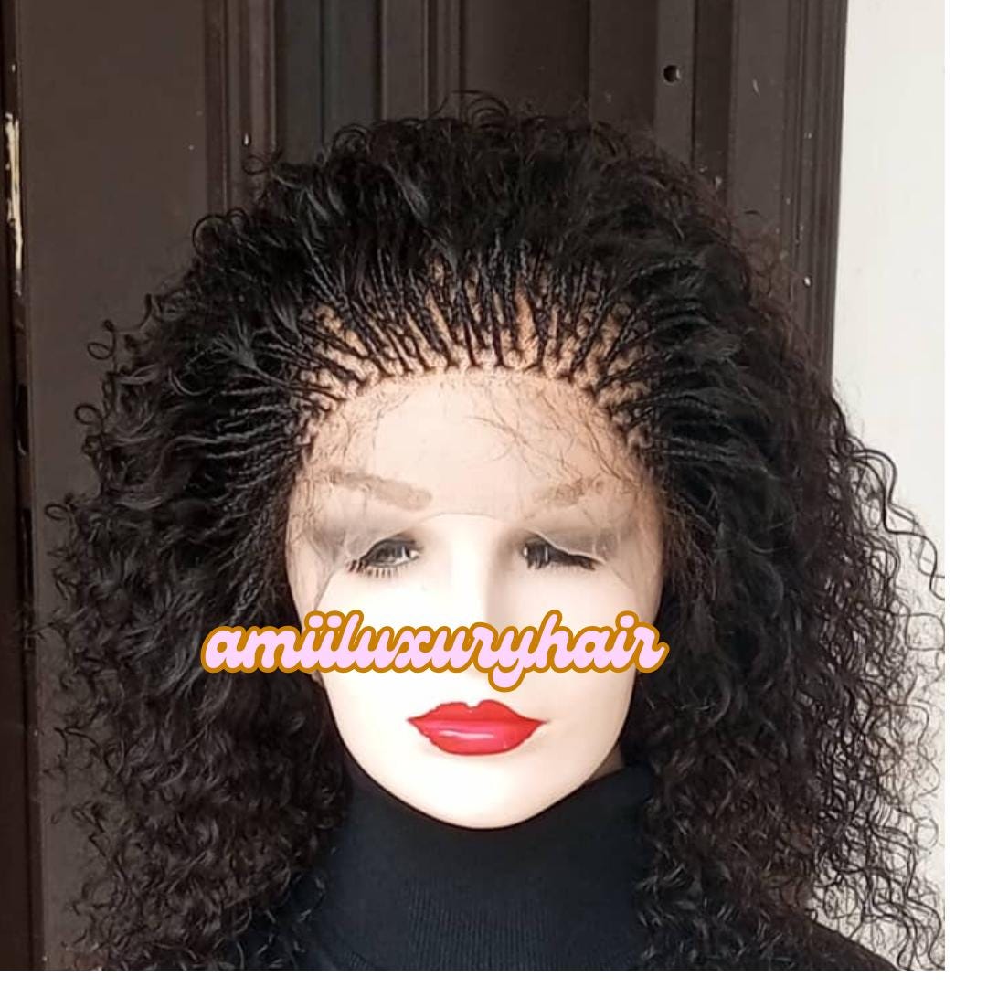 Human Hair Frontal Lace Braided Wig: Pick and Drop Style - Etsy