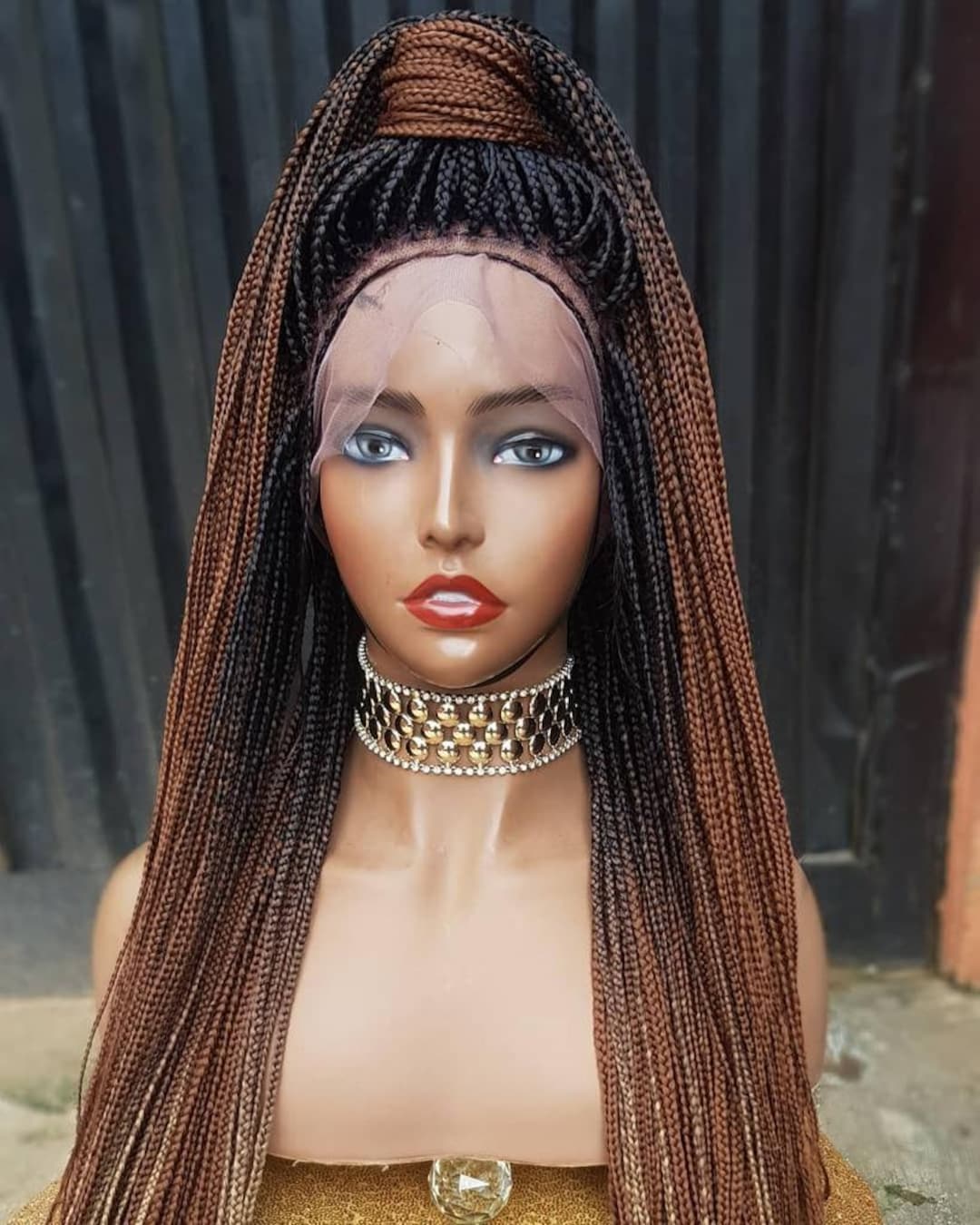 Ombre Box Braided Wig: Long Small Braids, Lace Front Wig - Etsy