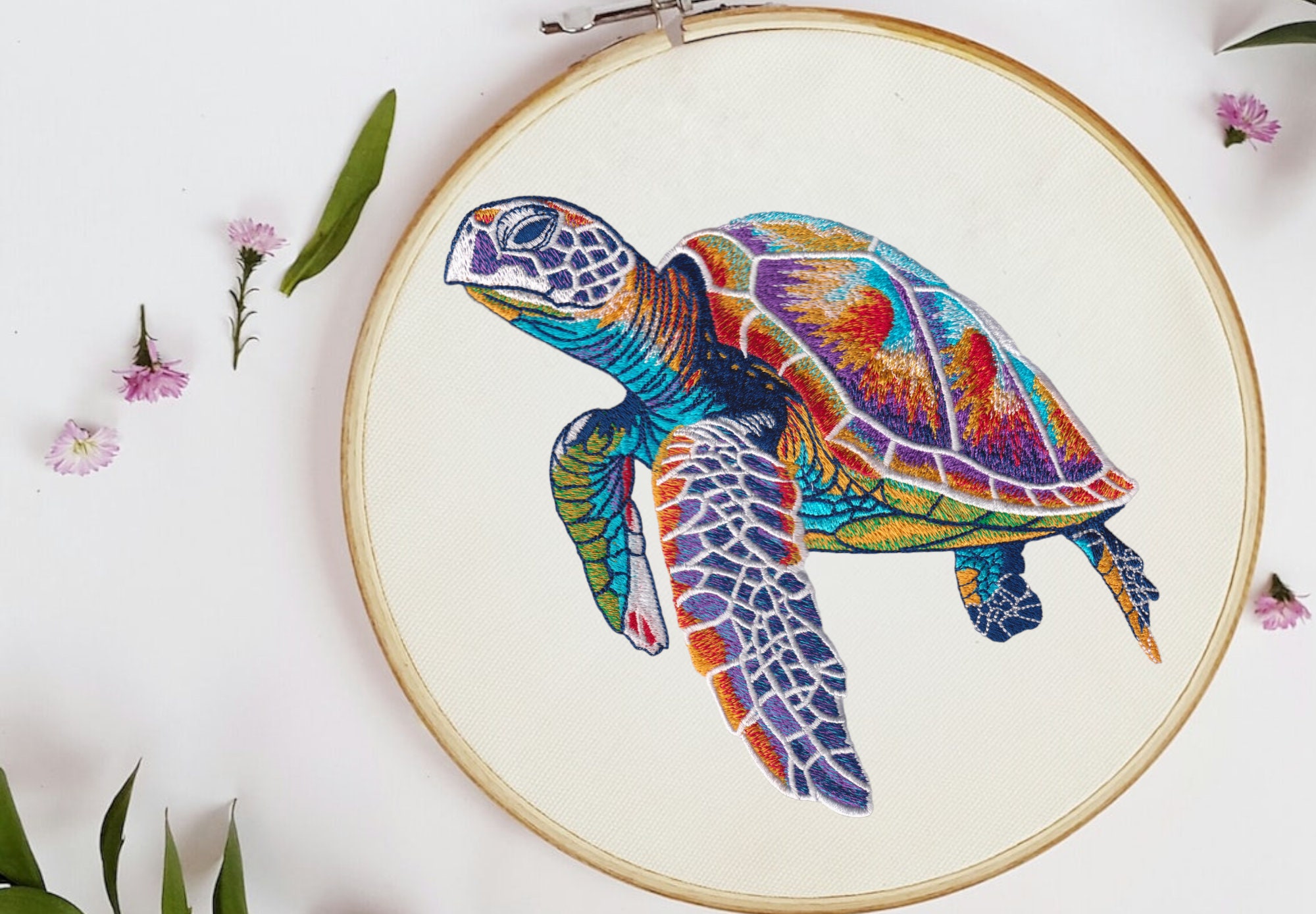 Colorful Turtle Ocean Animal Embroidery Sea Creature Machine Embroidery ...
