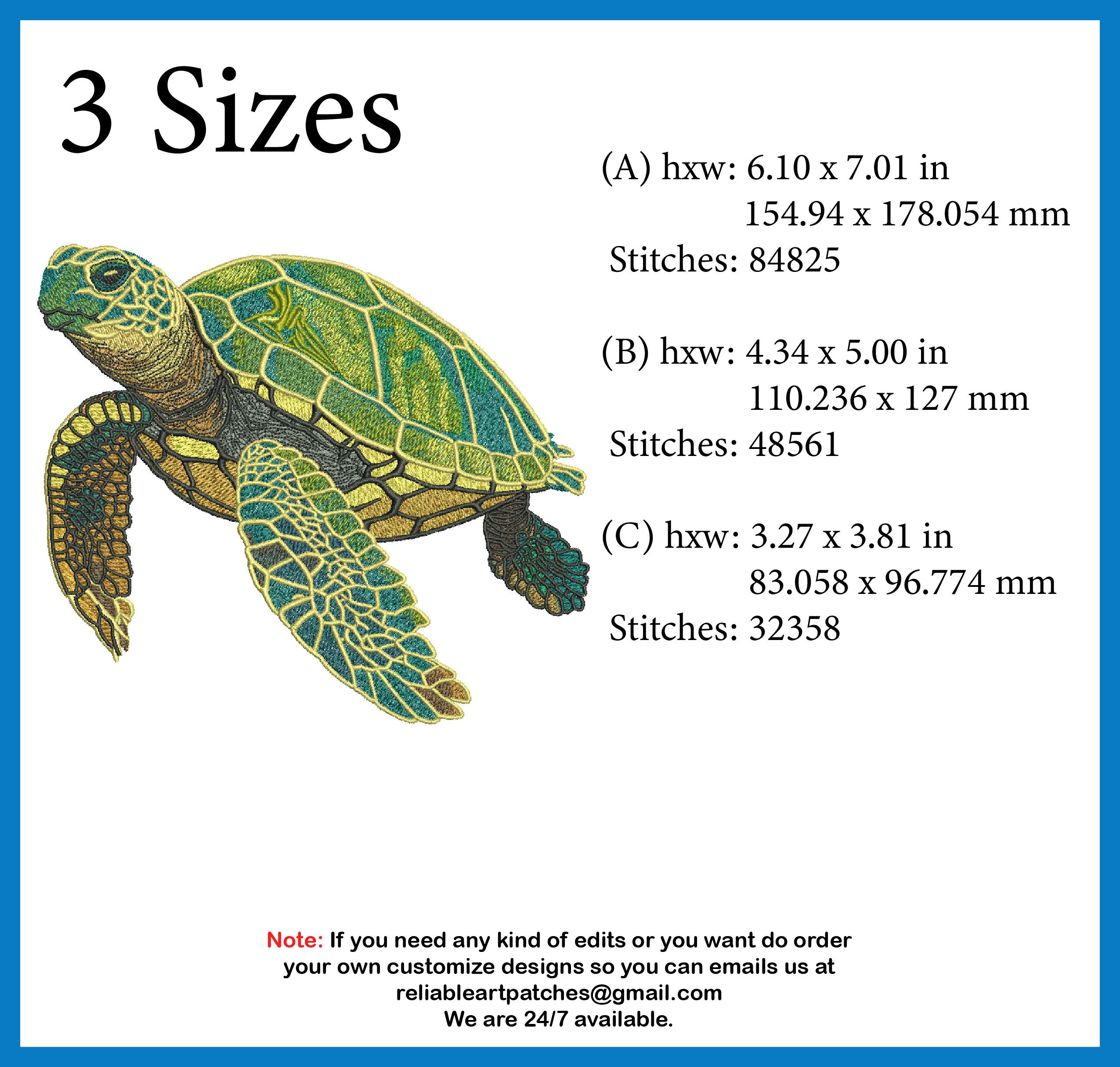 Turtle Embroidery Design Ocean Animal Embroidery Sea Creature Machine ...