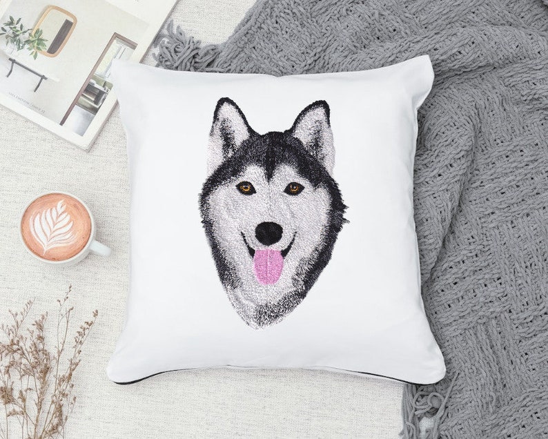 Siberian Husky Dog Black and White Animal and Pets Embroidery Machine ...