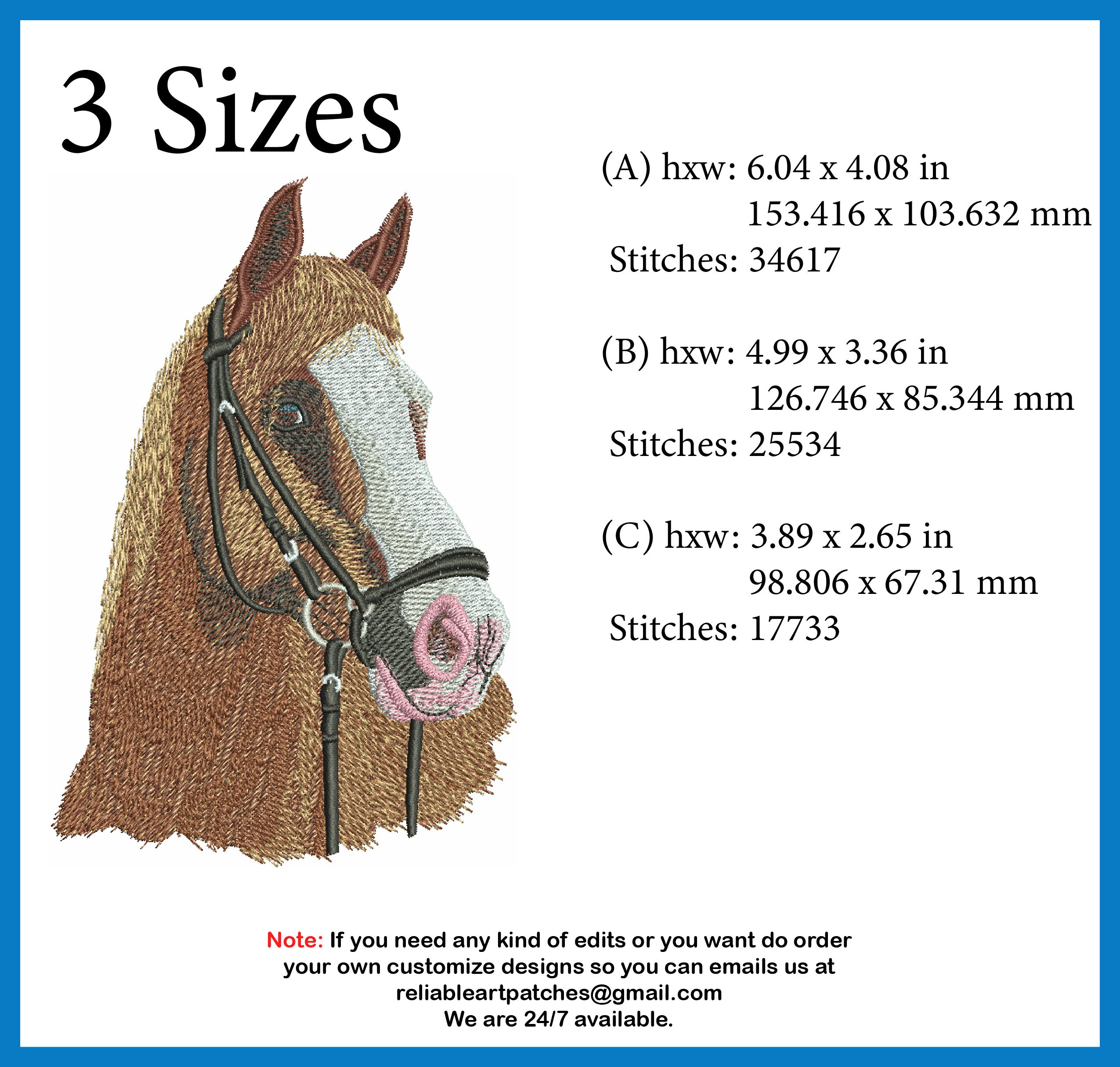 Horse Embroidered Horse Head Animal Embroidery Machine Embroidery ...