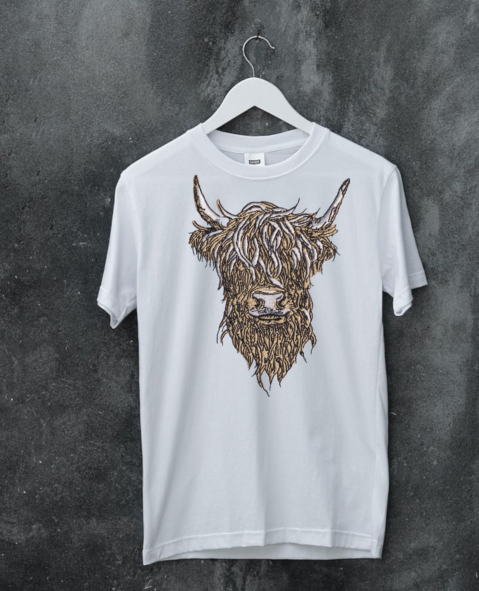 Highland Cow Logo - Highland Head - Embroidered Cow - Animal Embroidery ...