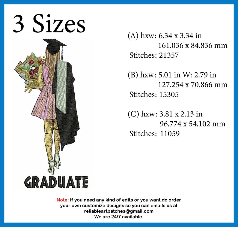 Graduate Girl Graduation Embroidery Machine Embroidery Digital Designs ...