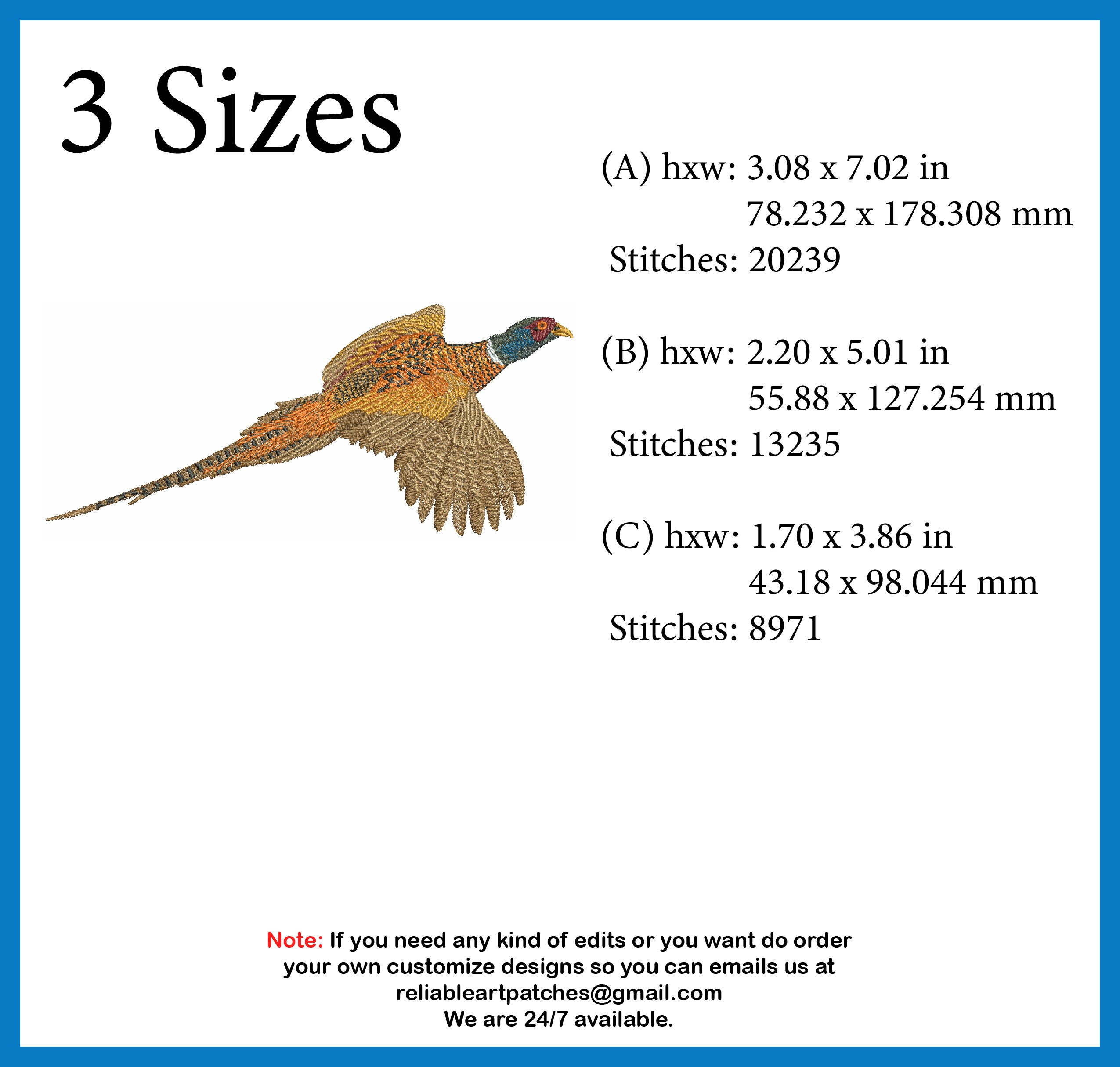 Pheasant Embroidery Design - Flying Bird Pattern (digital Download) - Etsy
