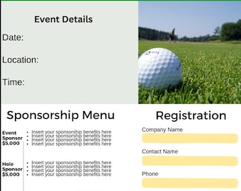 Golf Event Sponsorship Form Template | Sports Sponsorship Menu ...