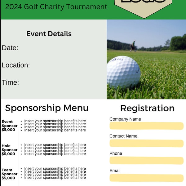 Golf Sponsorship Template - Etsy