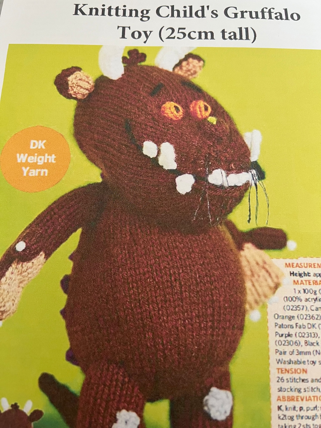 Knitting Pattern - Toys/animals/characters - Gruffalo - Etsy
