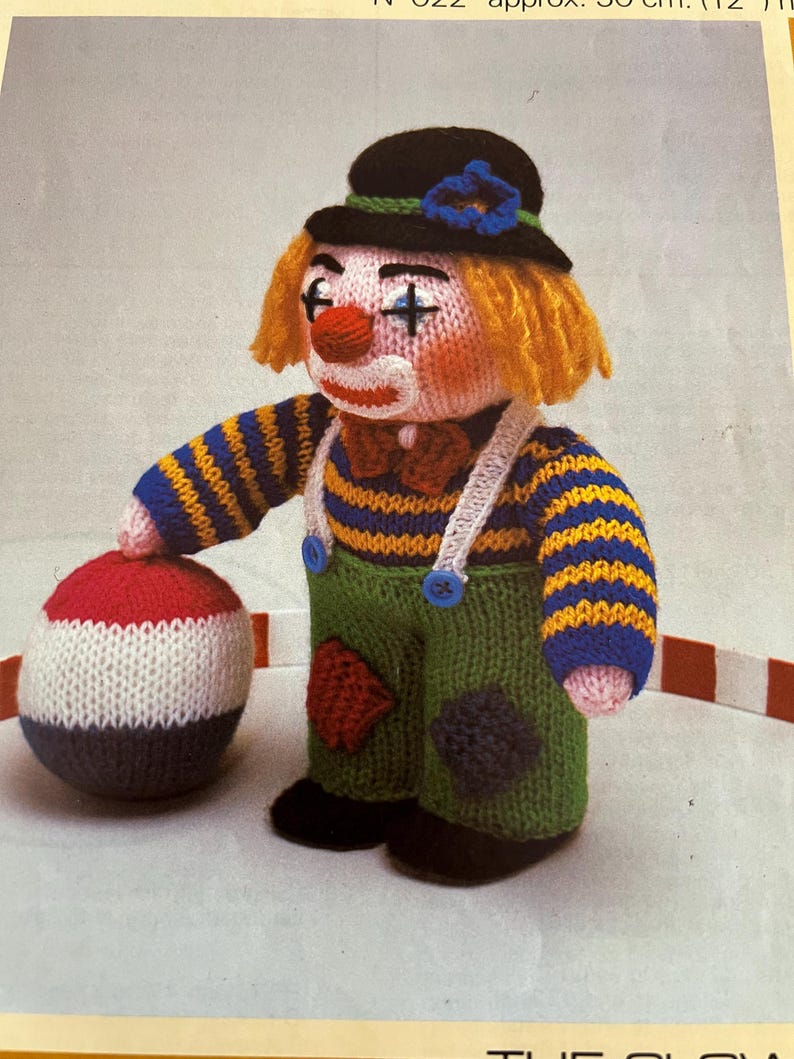 Knitting Pattern - the Clown - Toys/characters - Etsy