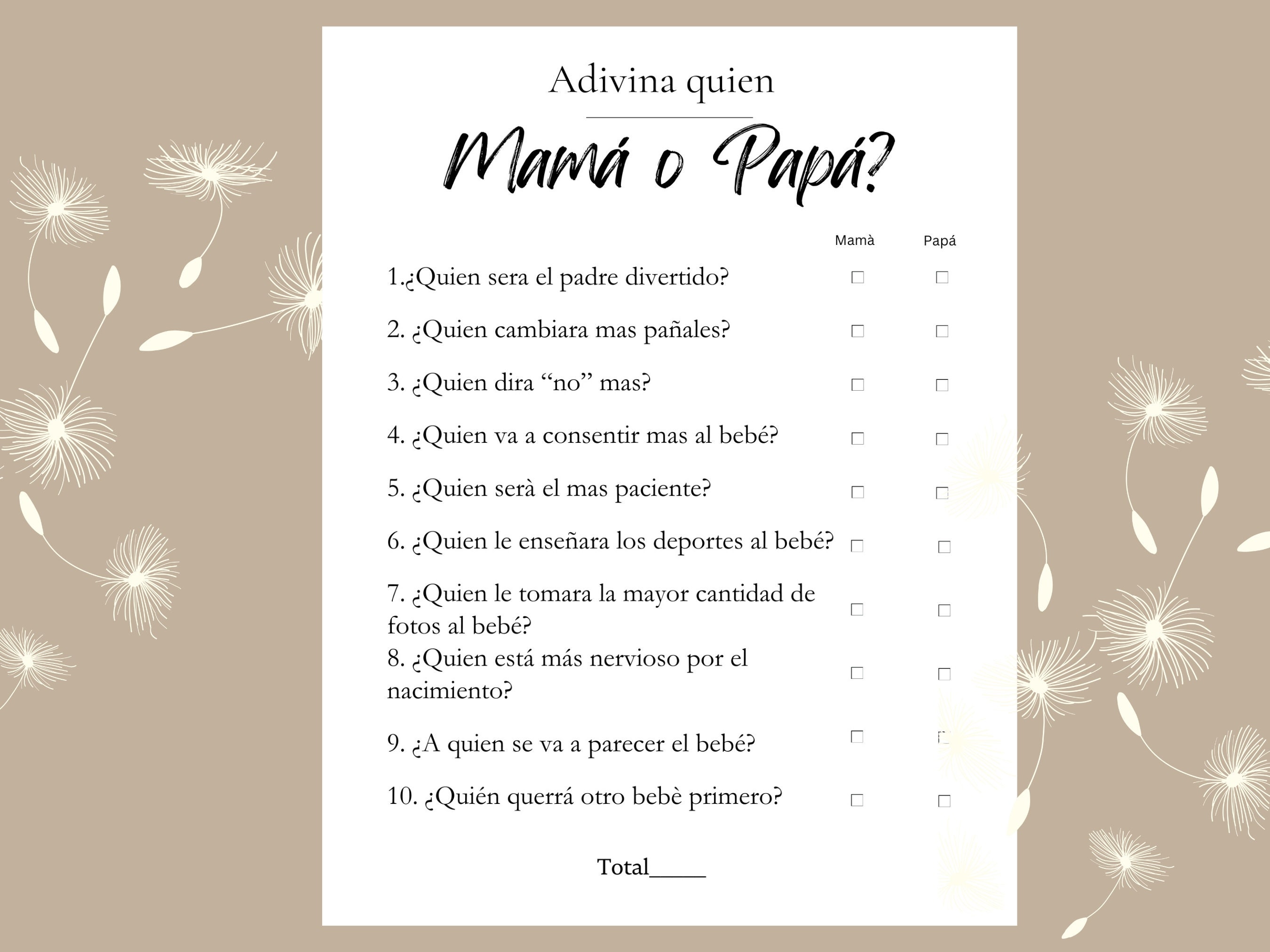 Guess Who Mom or Dad Game Baby Shower Party Game Juego De Baby Shower ...