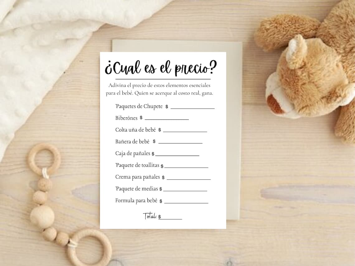 Cual Es El Precio? the Price is Right Baby Shower Game in Spanish Juego ...