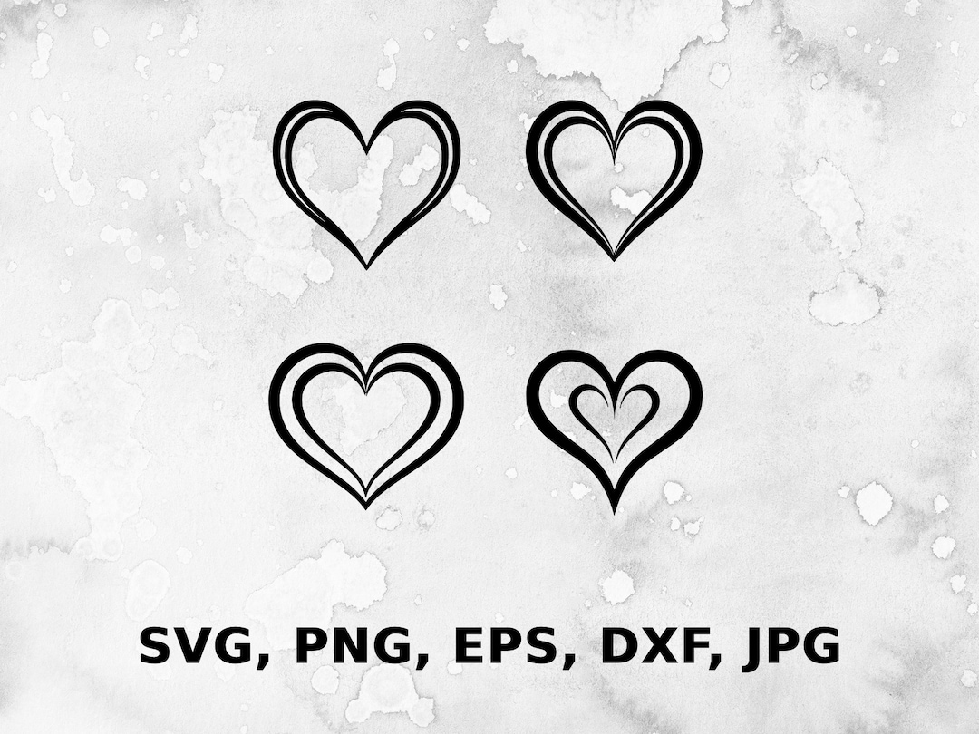 Set of Heart Cutting Files, Instant Download, SVG PNG, JPG, Eps, Dxf ...