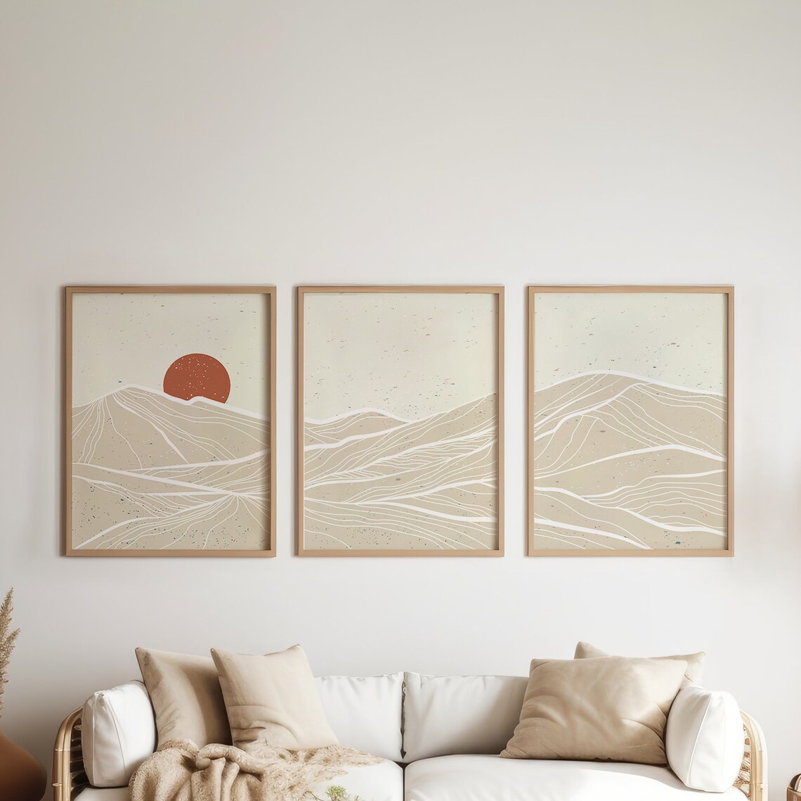 Japandi Wall Art | Triptych Wall Art | Panoramic Wall Art | Digital Art ...