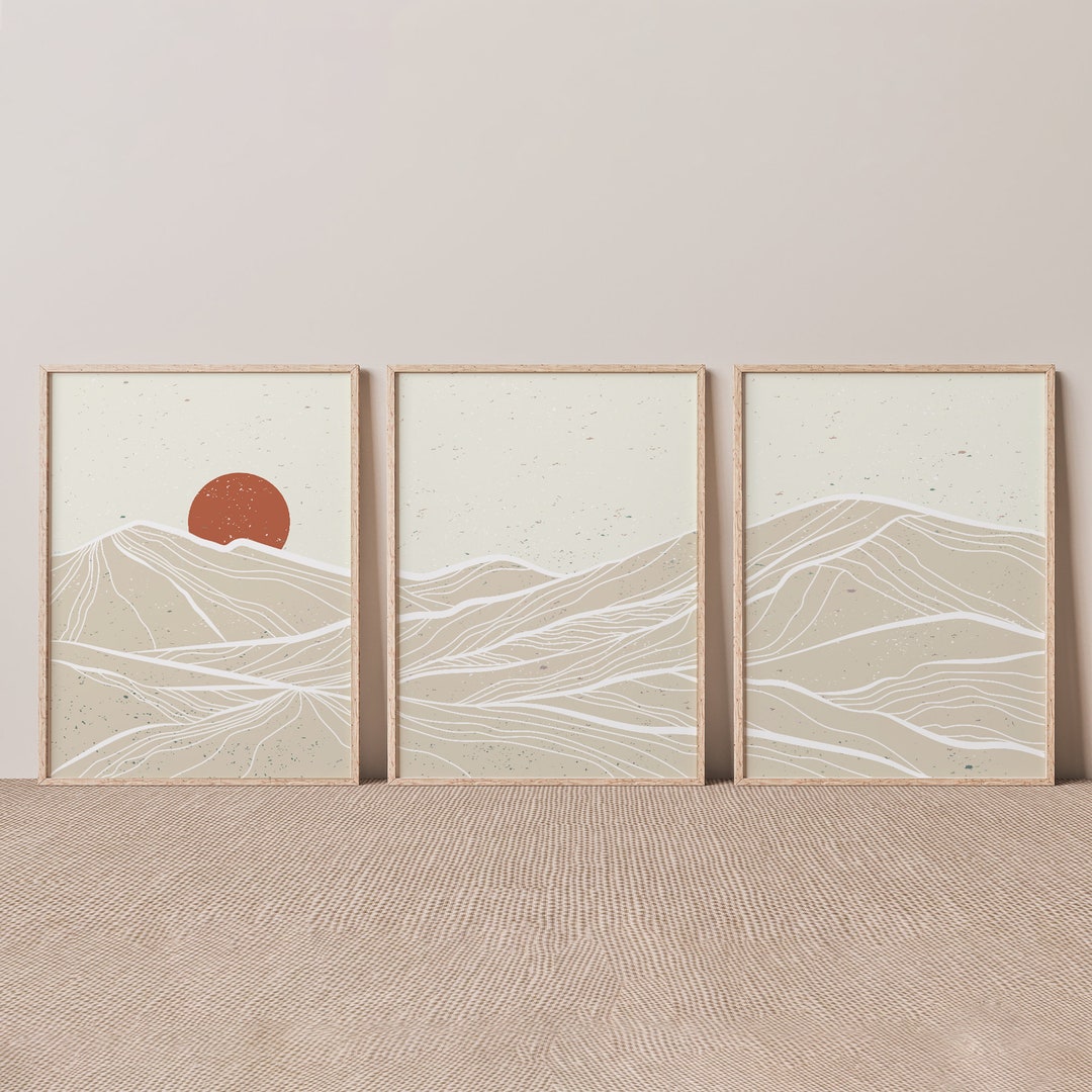Japandi Wall Art | Triptych Wall Art | Panoramic Wall Art | Digital Art ...