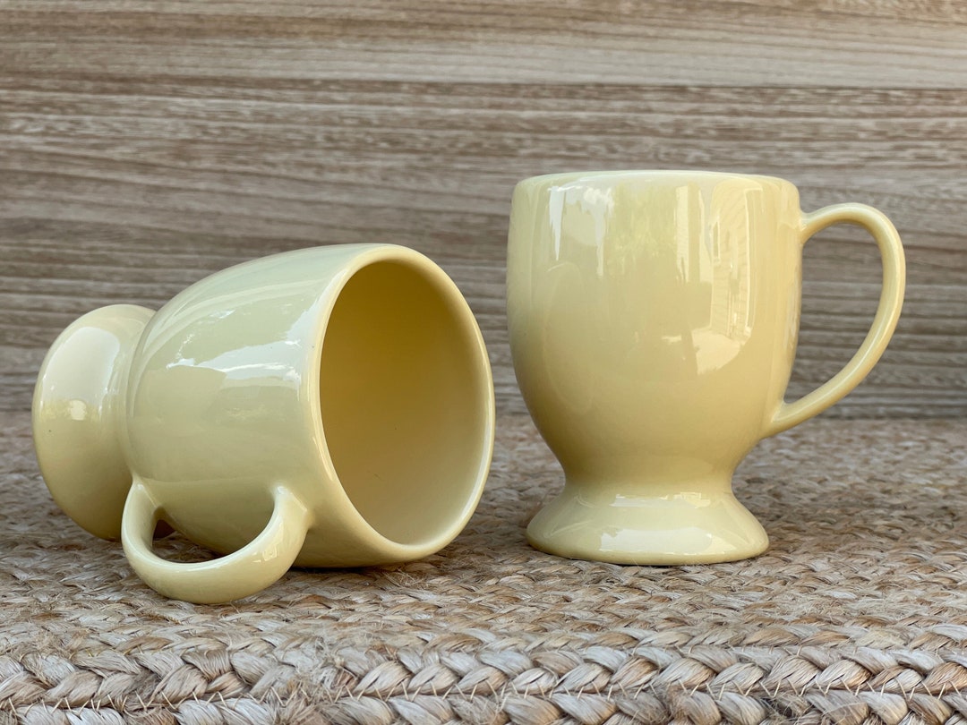 Vintage Butter Yellow Footed Pedestal Mugs by Gail Pittman/ - Etsy