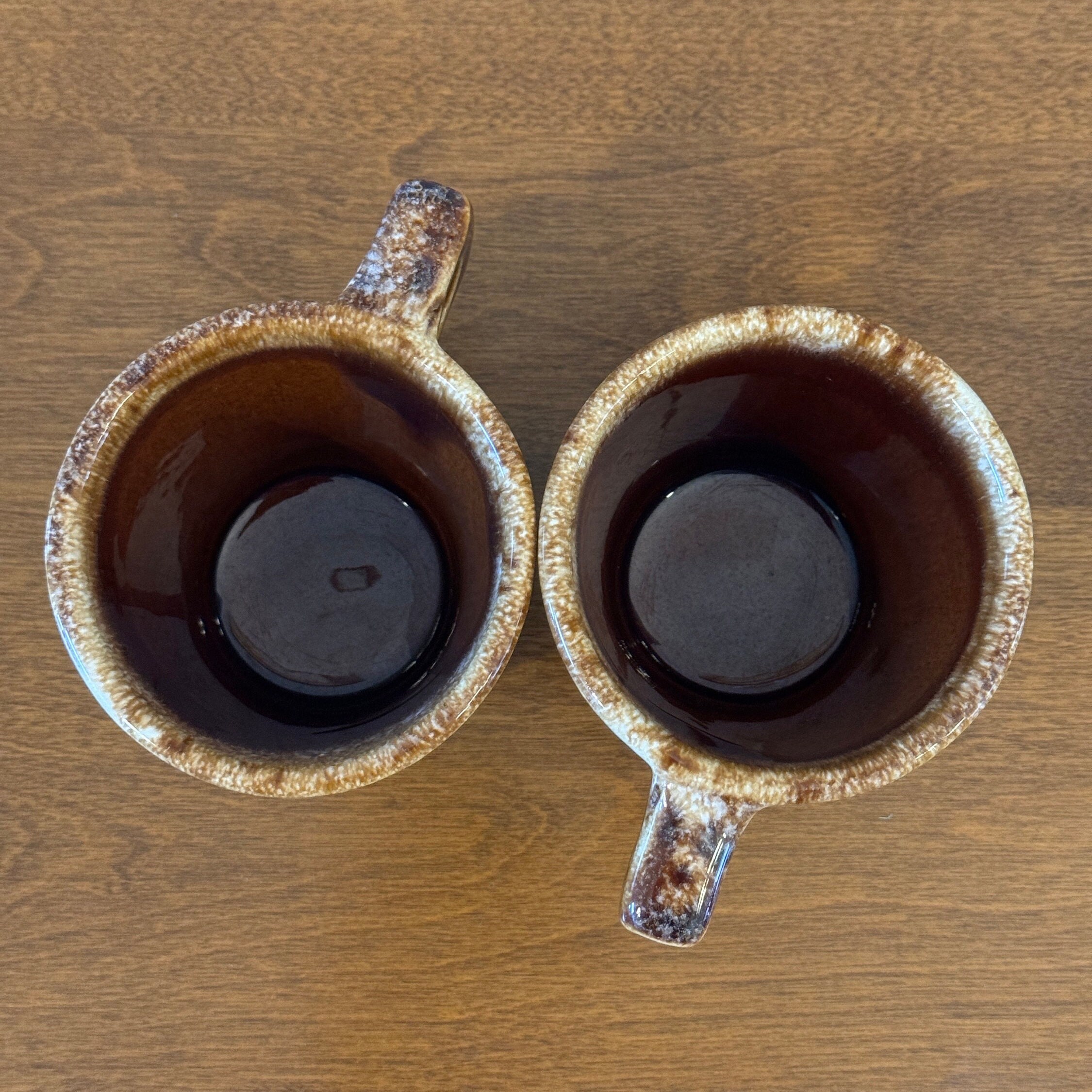 Vintage Brown Drip Glaze Mug Set by Hull/ Retro Drip Glaze Pottery Mugs ...