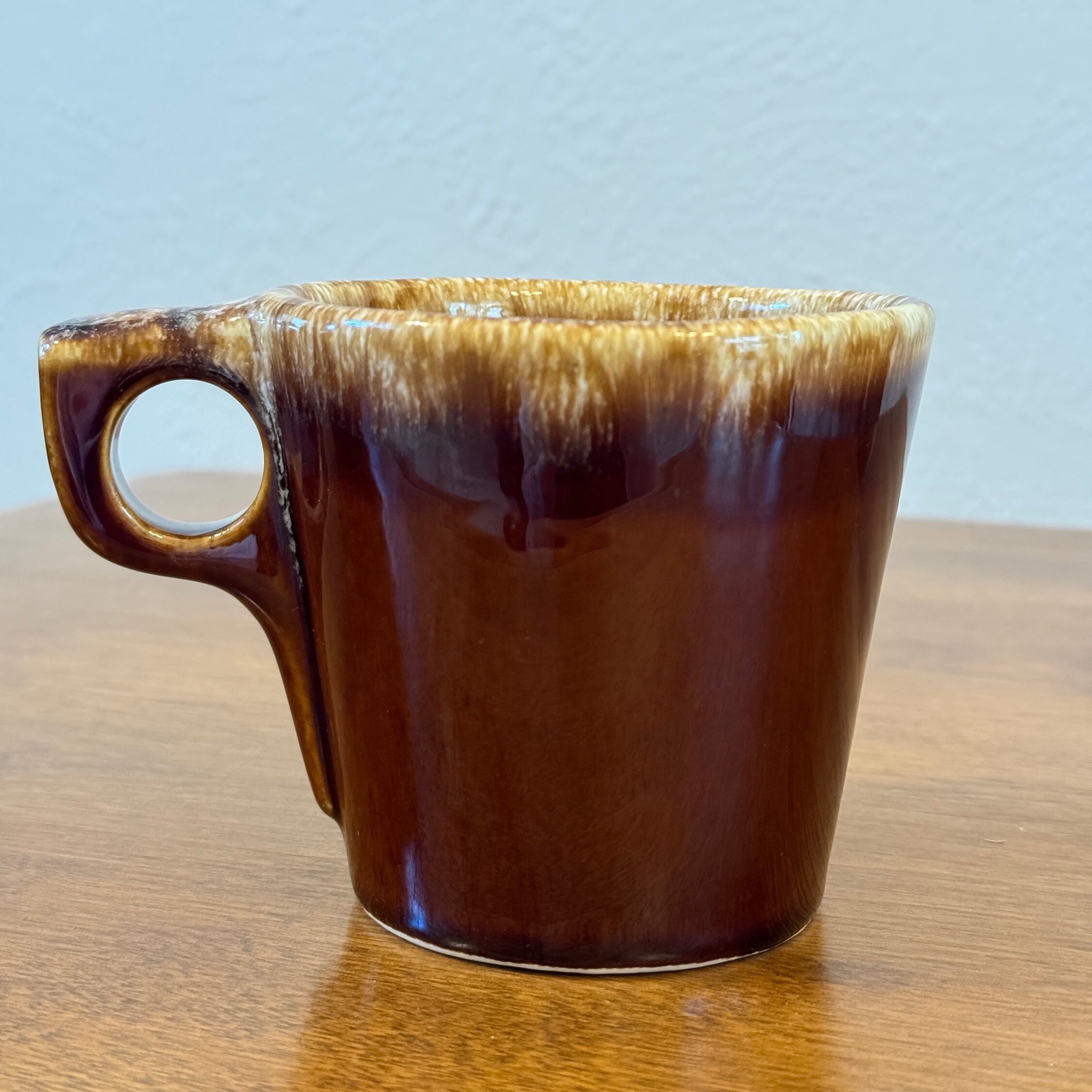 Vintage Brown Drip Glaze Mug Set by Hull/ Retro Drip Glaze Pottery Mugs ...