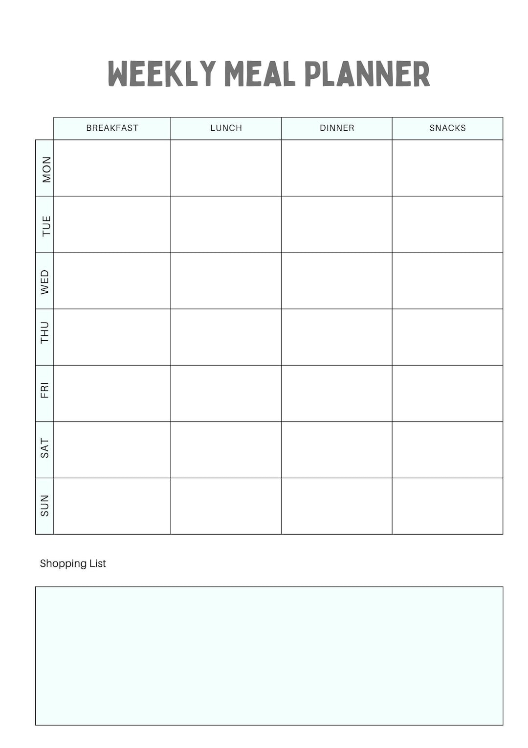 Digital Weekly Meal Planner - Etsy