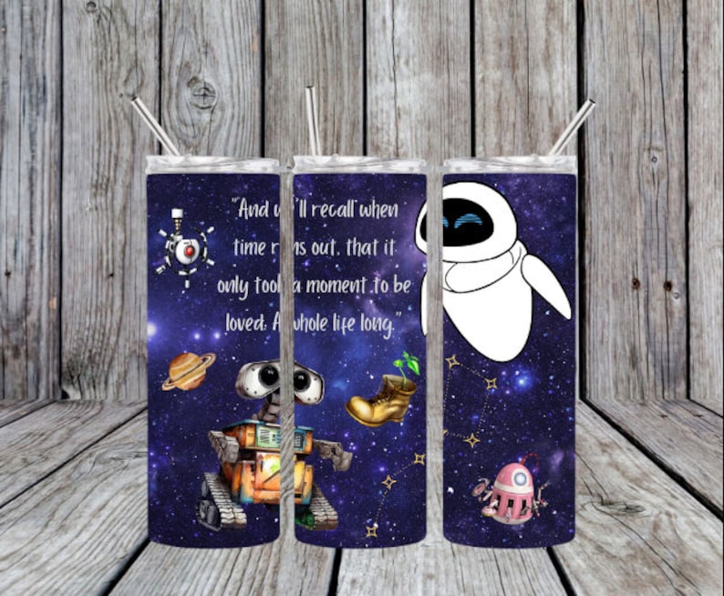 Wall-e & Eve, Robot, Cartoon Character, Love, Tumbler - Etsy