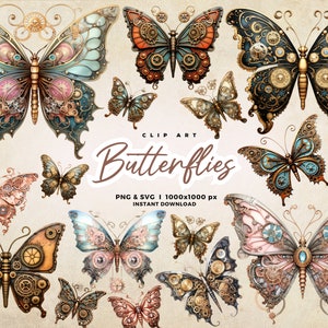 3D Vintage Butterflies Clip Art, Glitter Butterfly Clipart ...