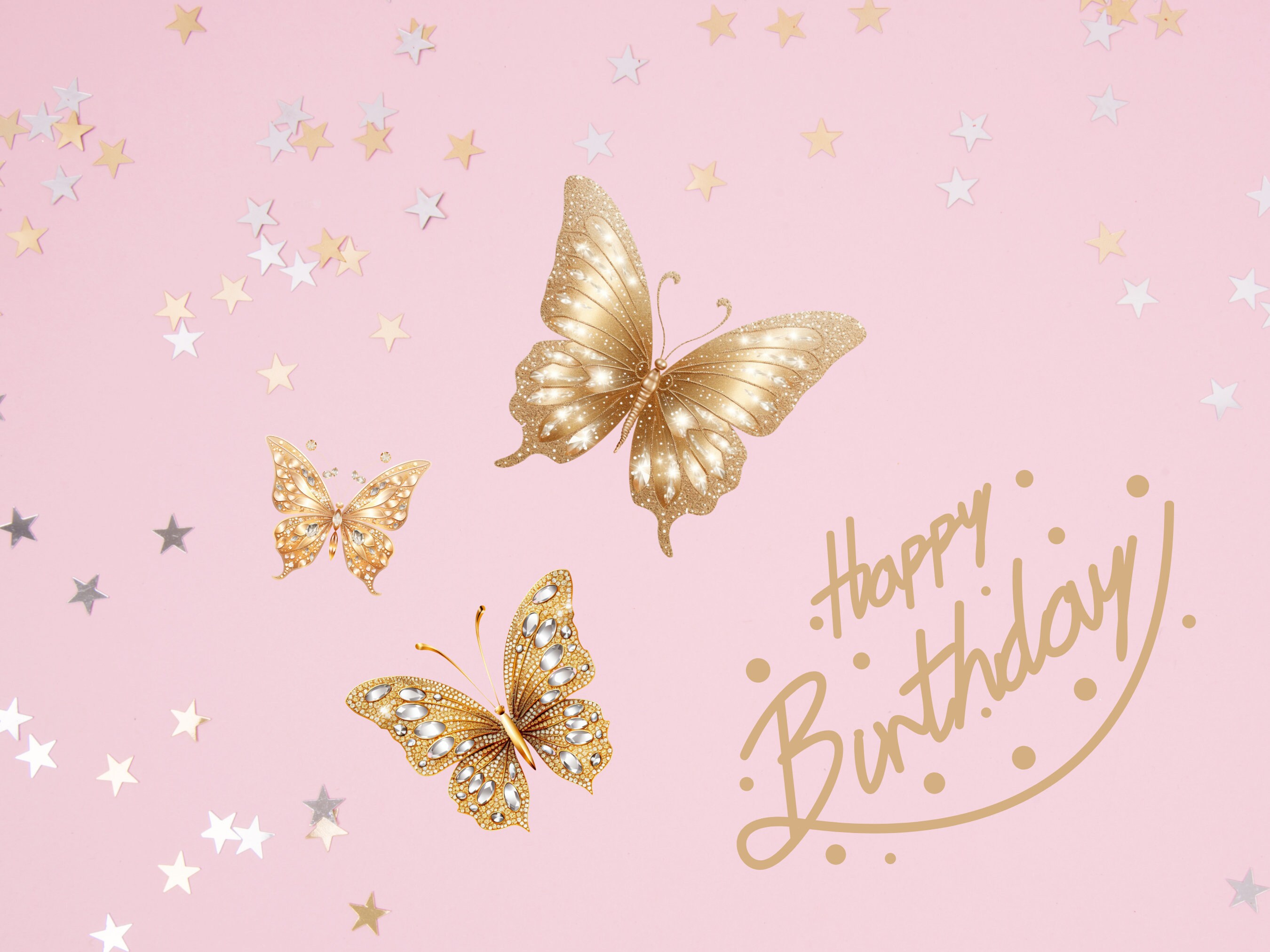 3D Gold Sparkling Butterflies Clip Art, Glitter Butterflies Clipart ...