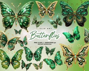 3D Silver Sparkling Butterflies Clip Art, Glitter Butterflies Clipart ...