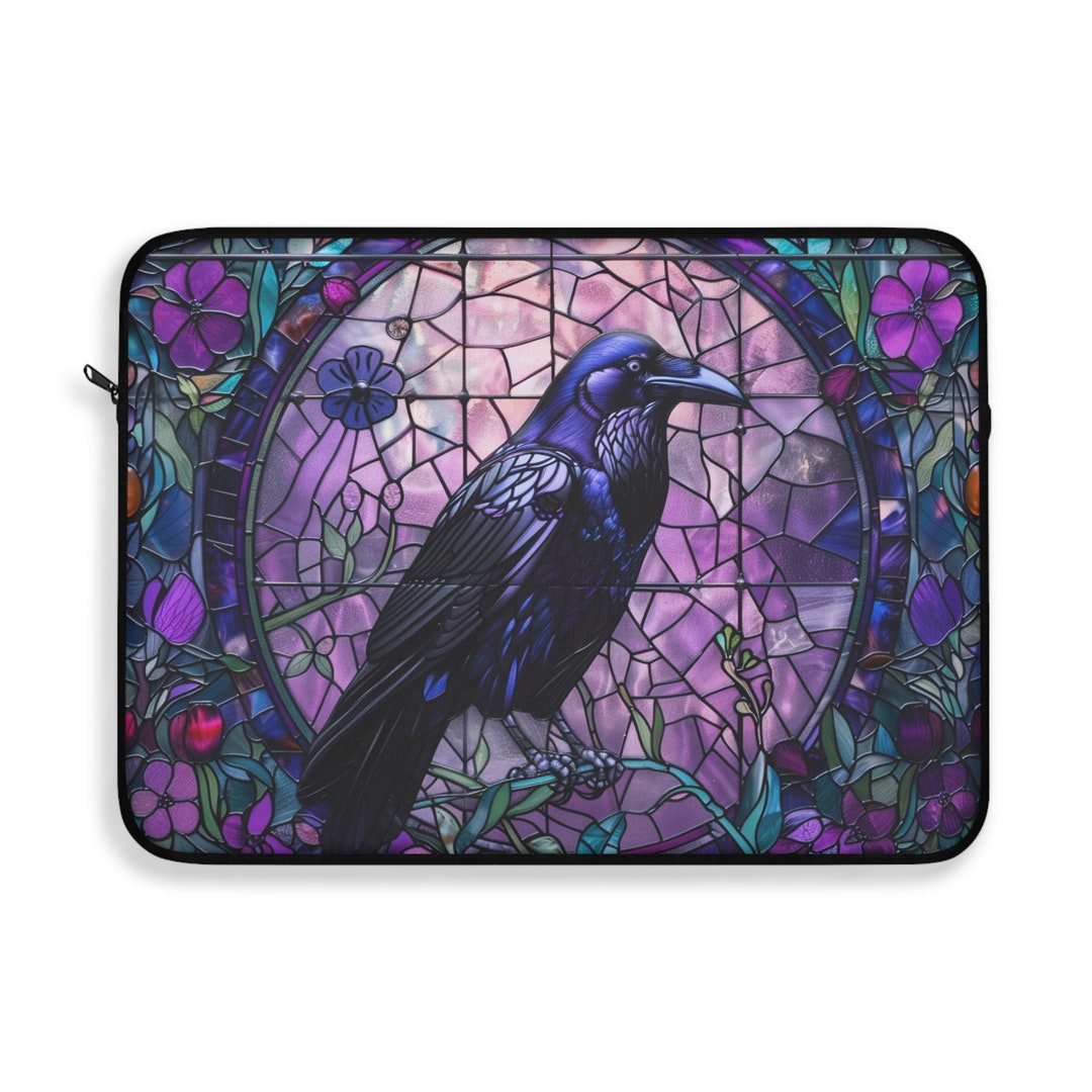 Dark Academia Gothic Raven Laptop Sleeve, Stained Glass Goth ...