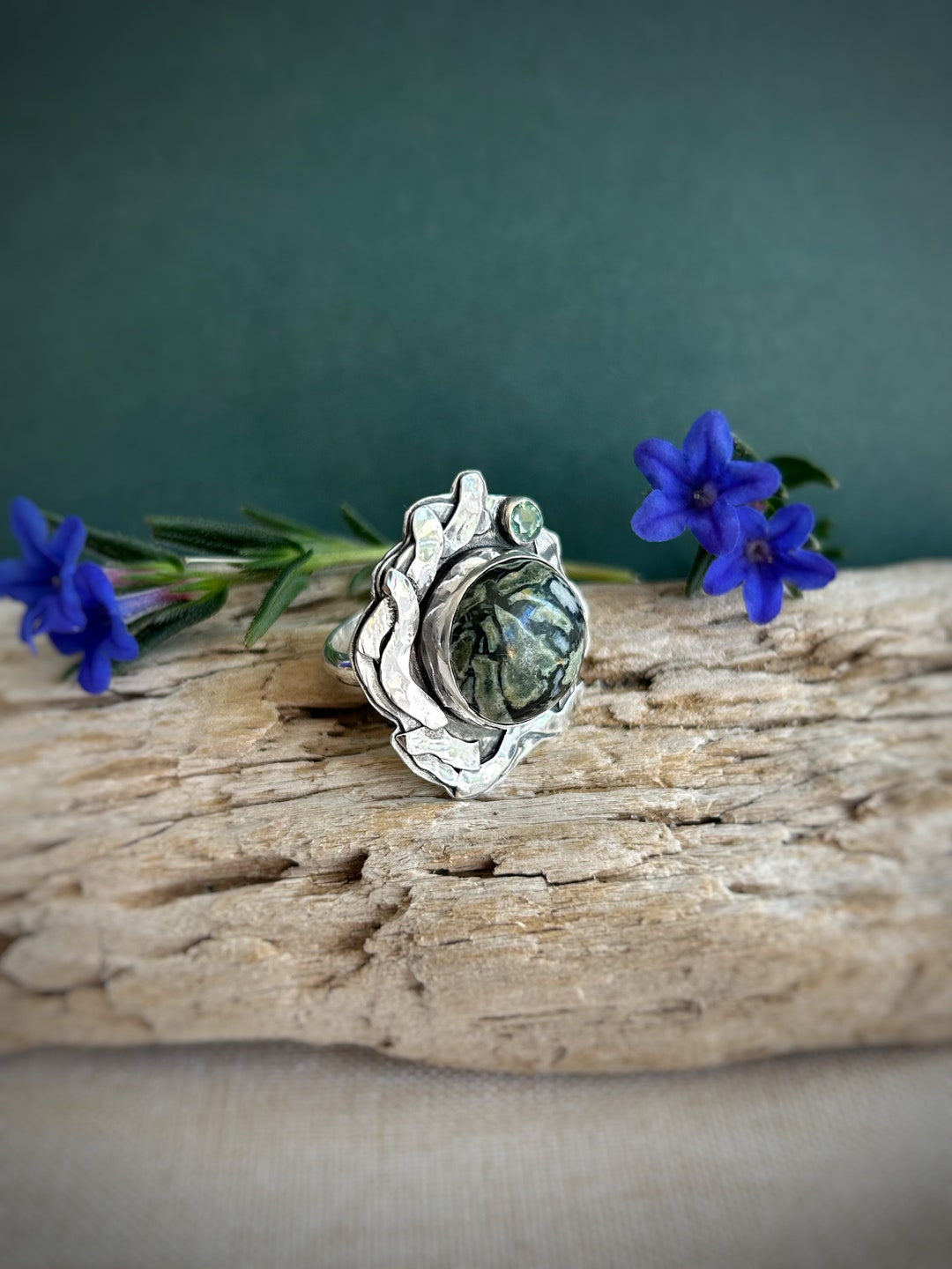 Kelp Forest Ring Sterling Silver Gemstone Ring Artisan Jewelry ...