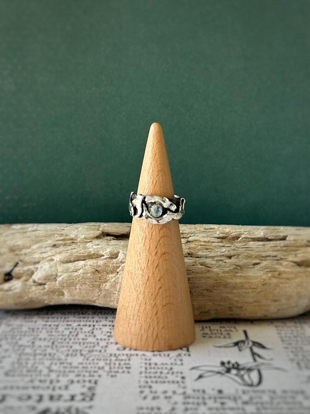 Kelp Inspired Ring No. 4 | Sterling Silver | Rainbow Moonstone | Ocean ...