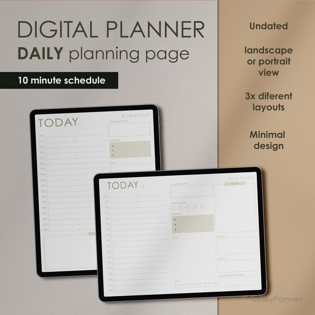 DAILY Undated Digital Planner Page for iPad Goodnotes Minimalist ...