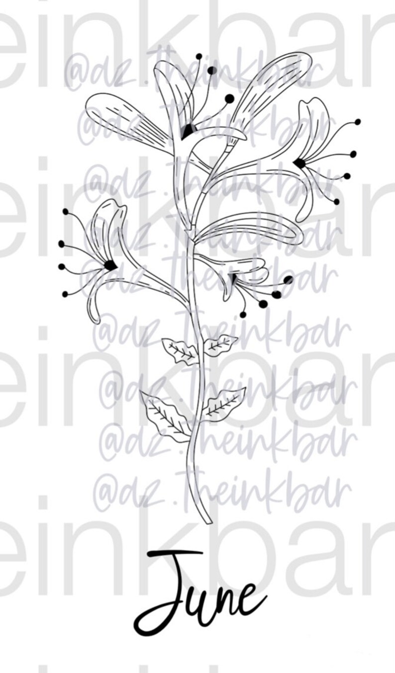 Honeysuckle / June Birth Flower Tattoo Stencil - Etsy UK