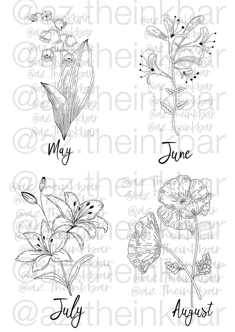 Honeysuckle / June Birth Flower Tattoo Stencil - Etsy