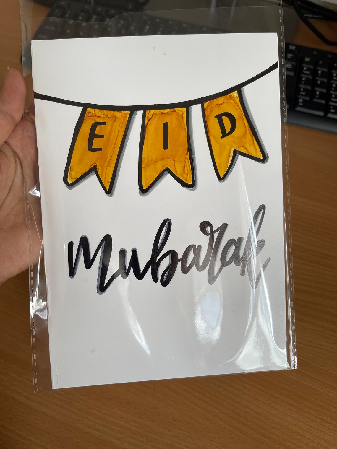 Eid Card, Eid Mubarak Greeting Card, Happy Eid Hand Painted, Eid ...