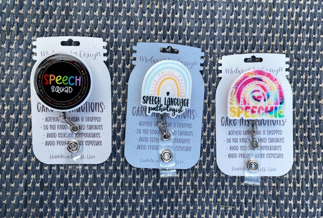 SLP Badge Reel: Speech Language Pathologist ID Badge - Etsy