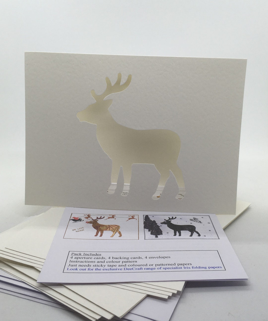 Iris Folding Craft Card Pack DEER / STAG X 4 C5 Size Create Stunning ...