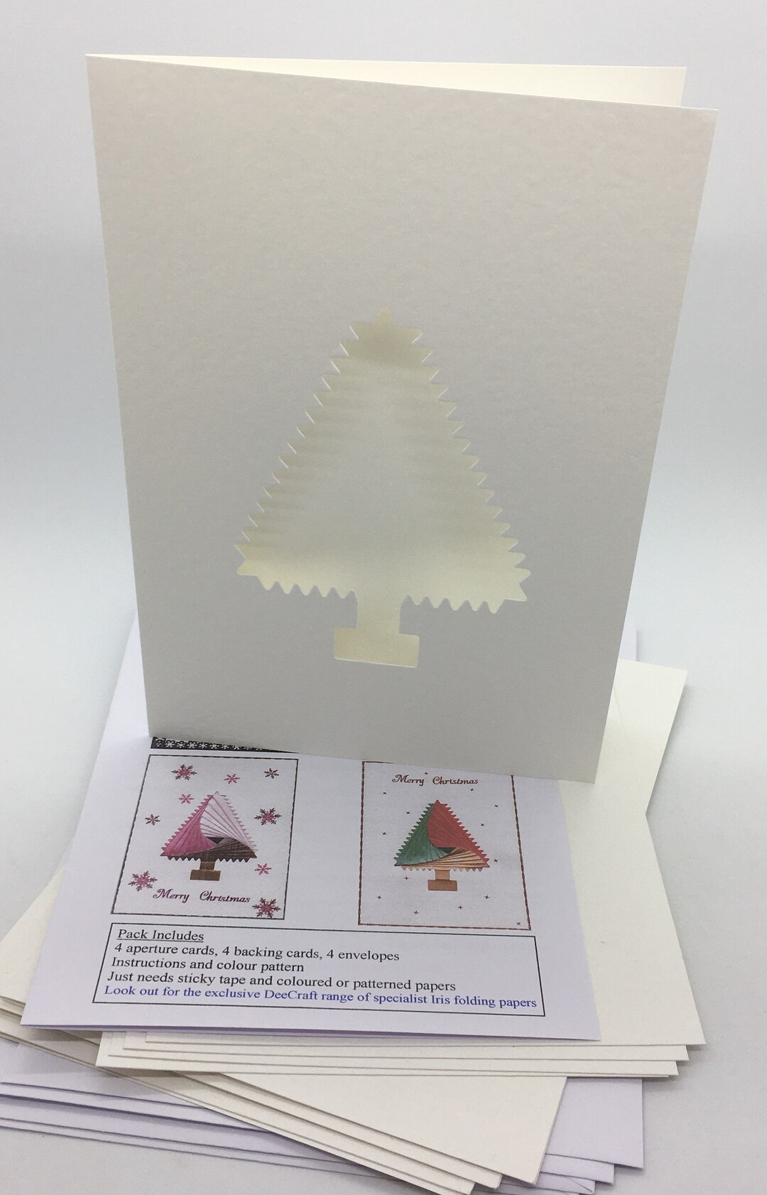 Iris Folding Craft Card Pack TREE SPIRELLA Christmas X 4 C5 Size Create ...