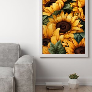 2 Beautiful Unique Sunflower Posters, Maximalism, Home Wall Flower Art ...