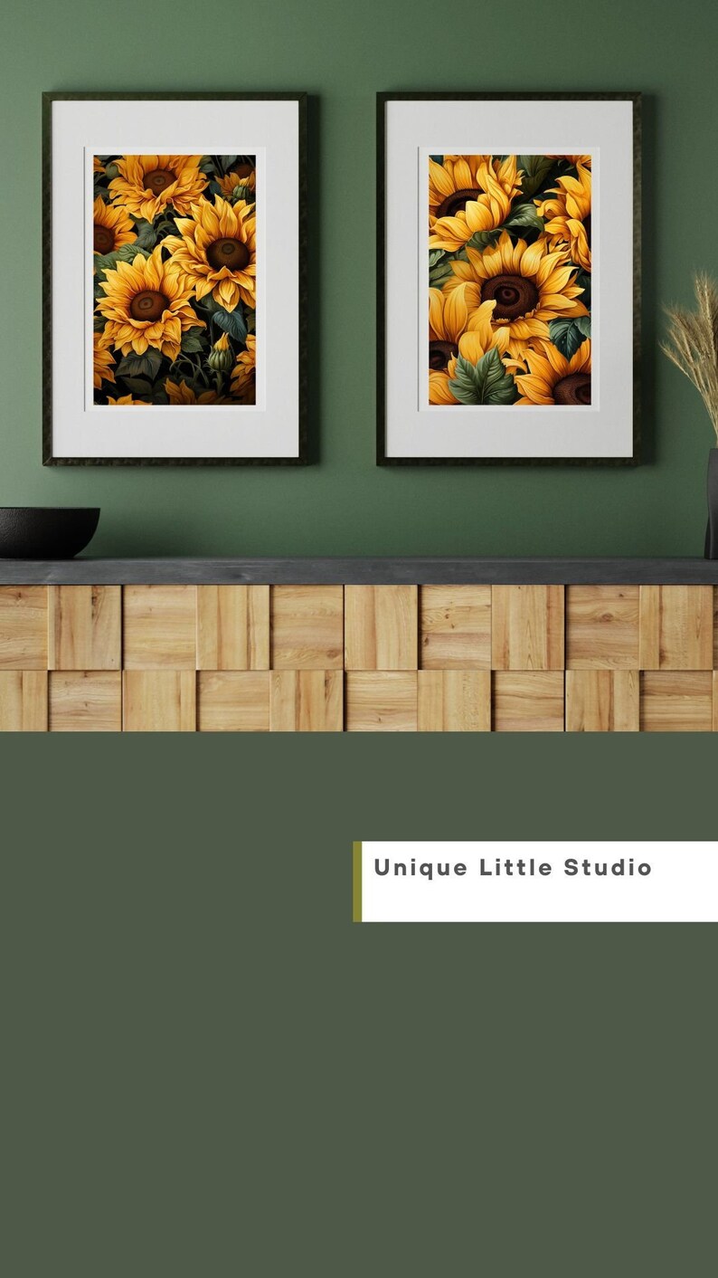2 Beautiful Unique Sunflower Posters, Maximalism, Home Wall Flower Art ...