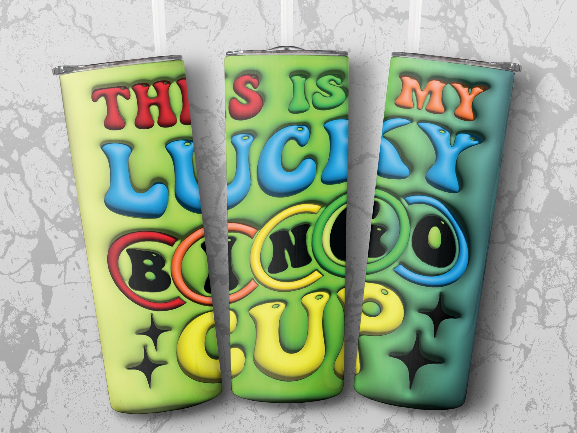 Lucky Bingo Cup 3D 20oz Skinny Tumbler Sublimation Design, Straight ...