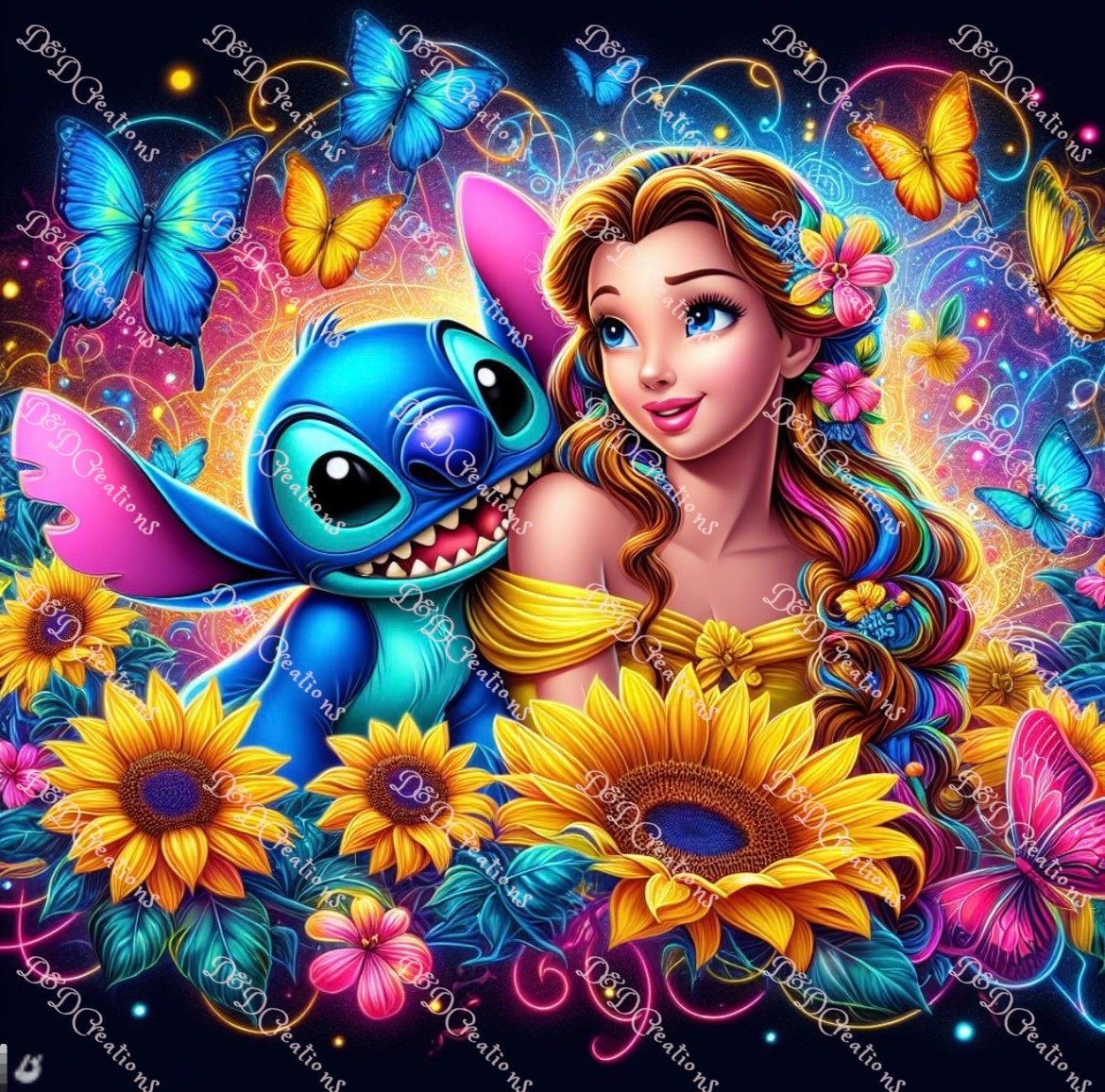 Stitch and Princess 20 Oz Tumbler Wrap - Etsy