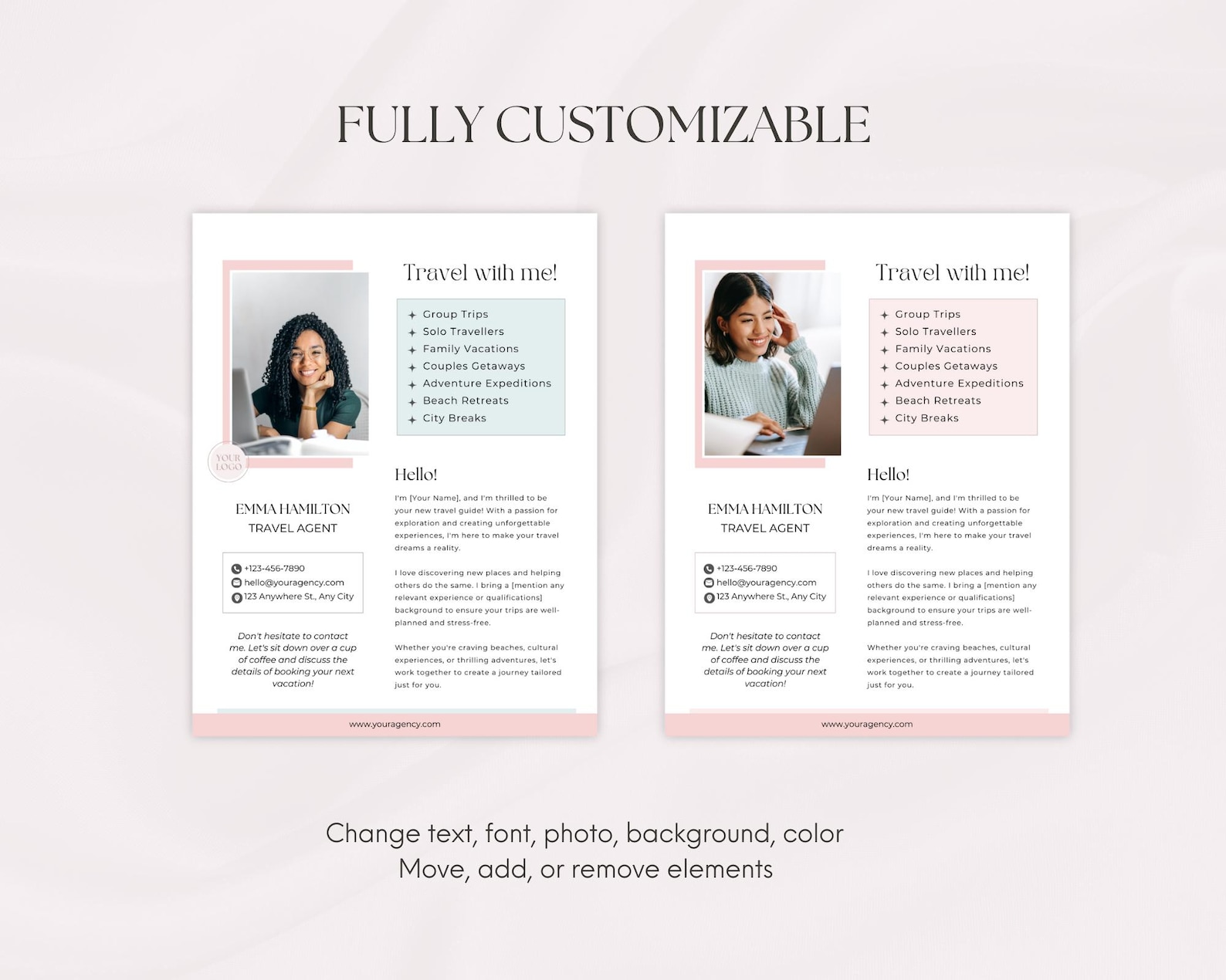 New Travel Agent Announcement Template, Travel Agent Bio, Canva, Travel ...