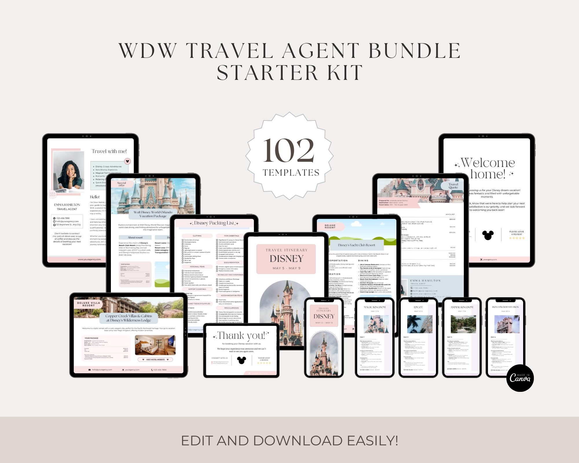 WDW Starter Kit, WDW Bundle, Travel Agent Template, WDW Agent Template ...