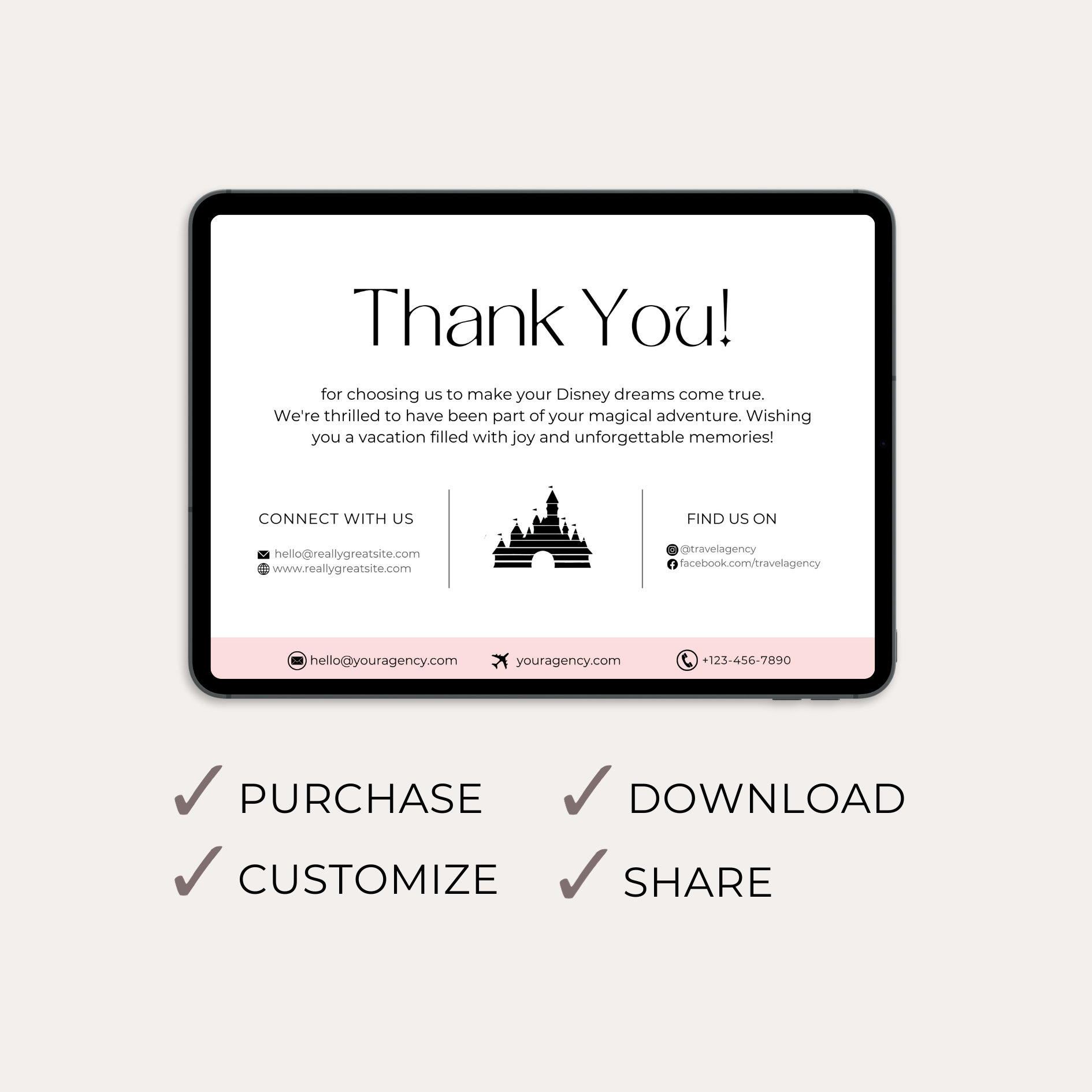 Travel Agent Thank You Note to Client, Thank You Note, Canva Template ...
