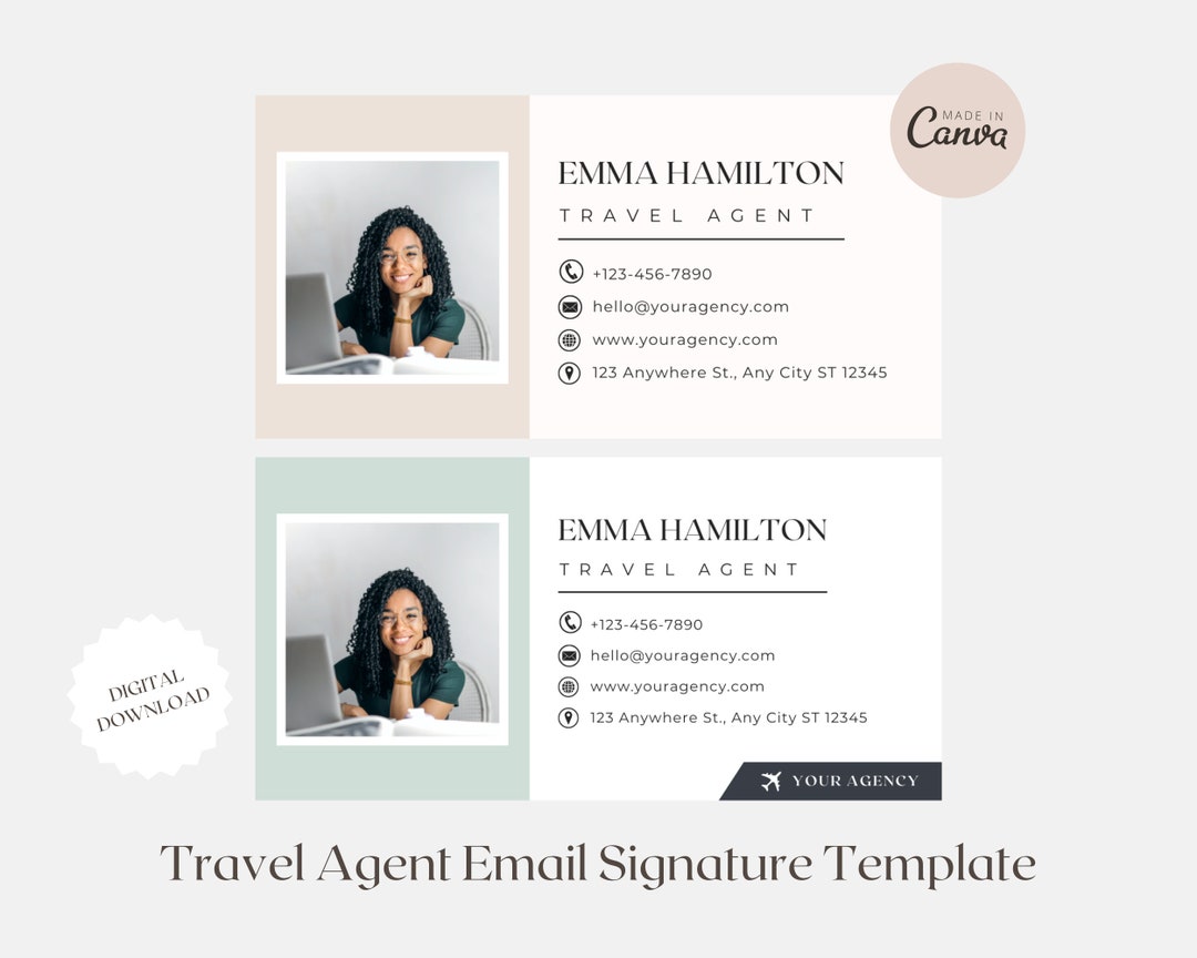 Travel Agent Email Signature Template, Travel Agency Signature, Canva ...