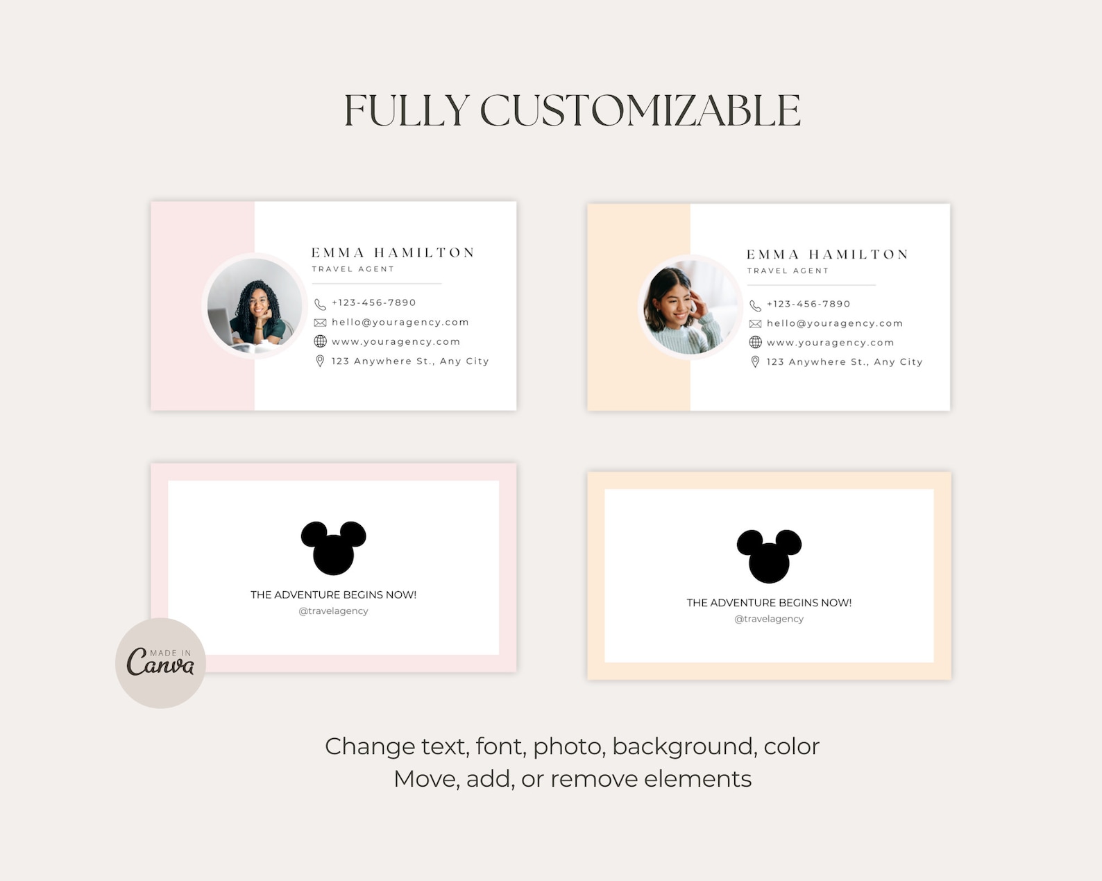 Travel Agent Business Card Template, Travel Agency, Canva Template ...