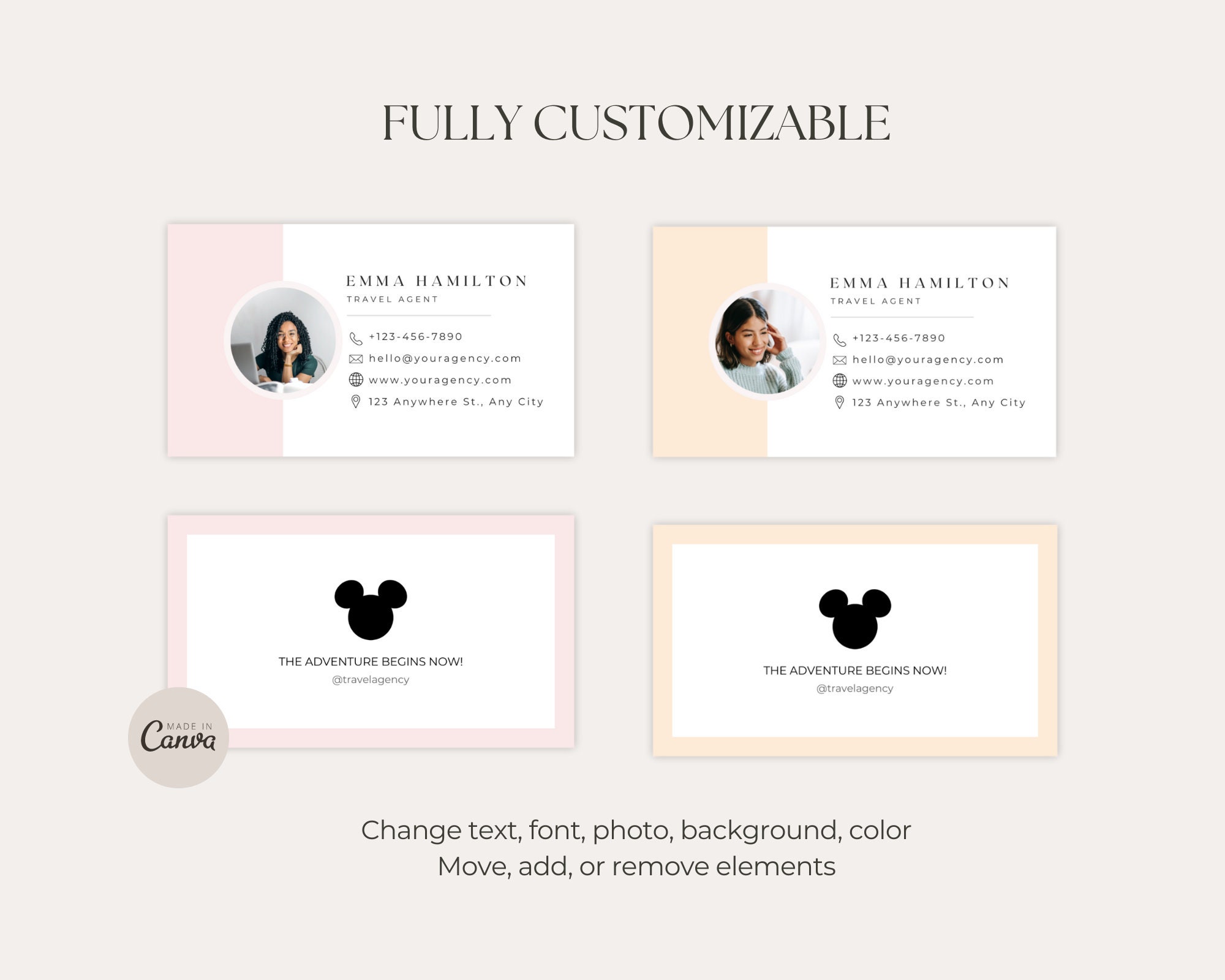 Travel Agent Business Card Template, Travel Agency, Canva Template ...