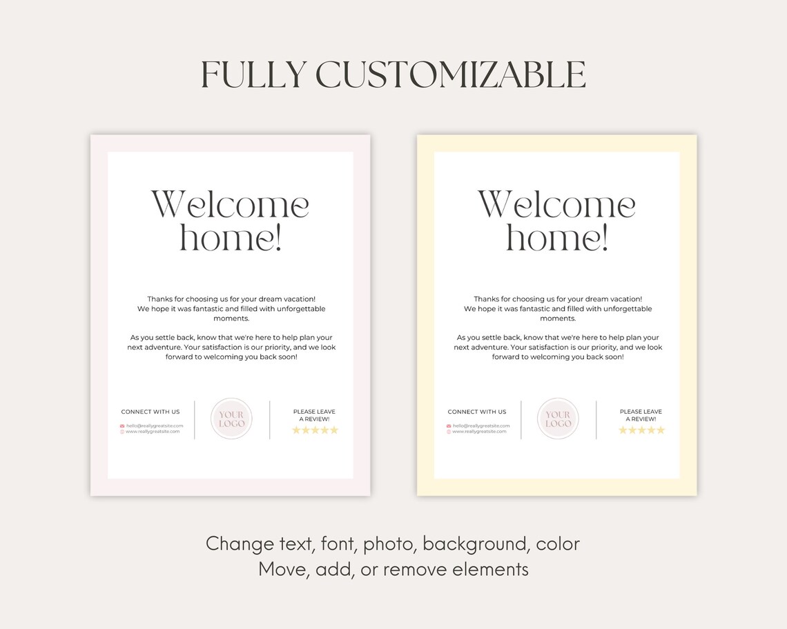 Welcome Home Template, Travel Agent Template, Thank You Card Customer ...