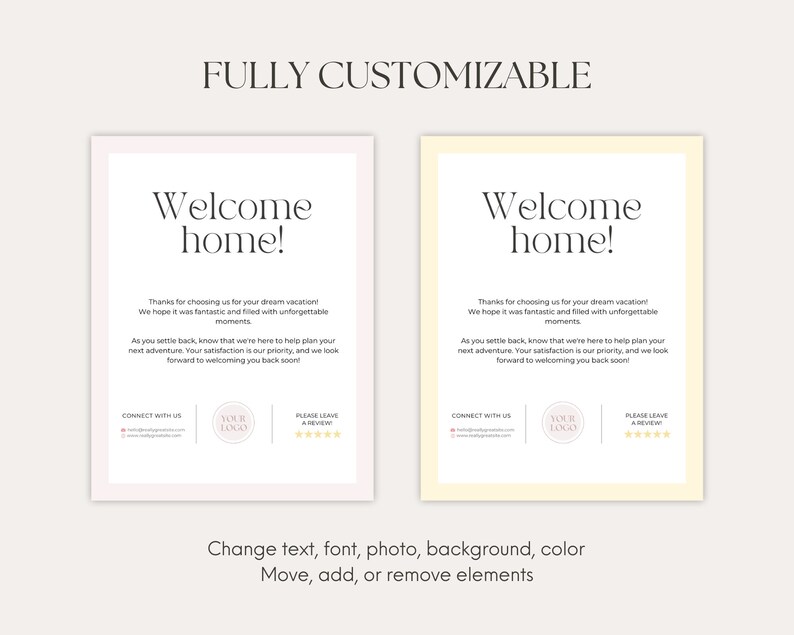 Welcome Home Template, Travel Agent Template, Thank You Card Customer ...