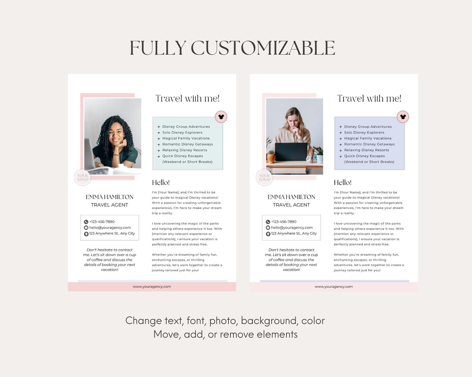 New WDW Travel Agent Announcement Template, Travel Agent Bio, Canva ...