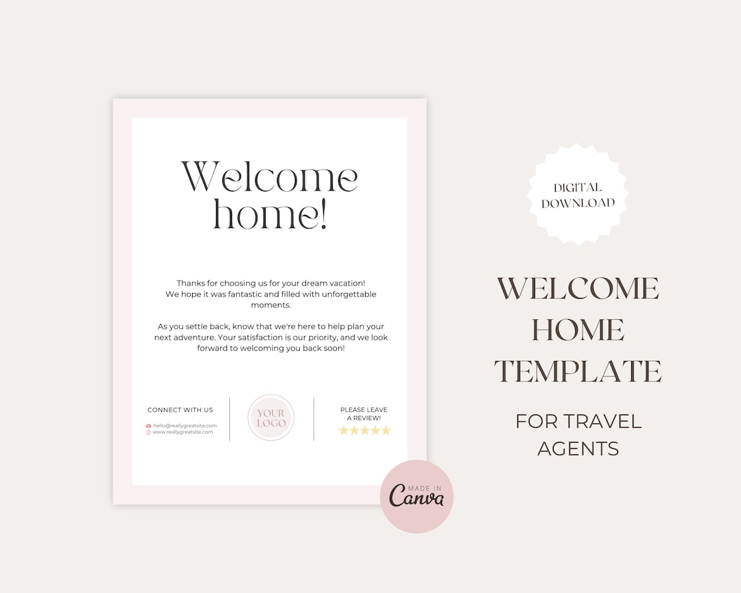 Welcome Home Template, Travel Agent Template, Thank You Card Customer ...